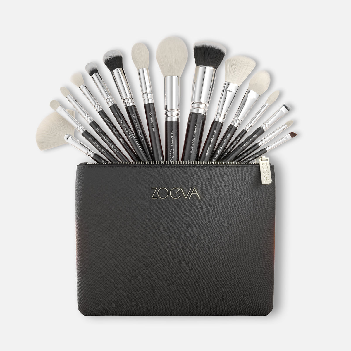 silver makeup brushes